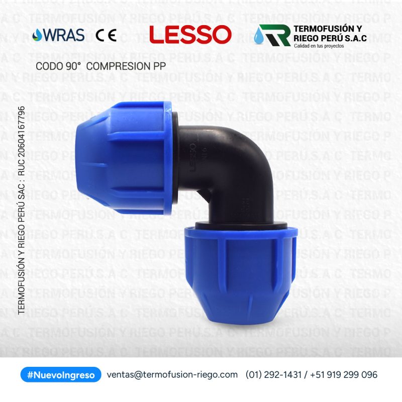 ACOPLE JUNTA RAPIDA - CODO 90° - Termofusion y Riego Peru SAC